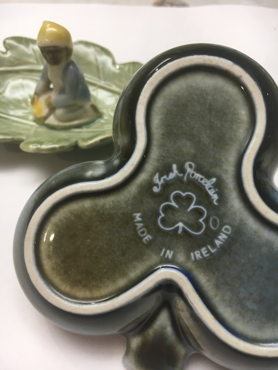 St. Patrick's Day Decor Pair of Irish Trinkets Made in Ireland Shamrock ...