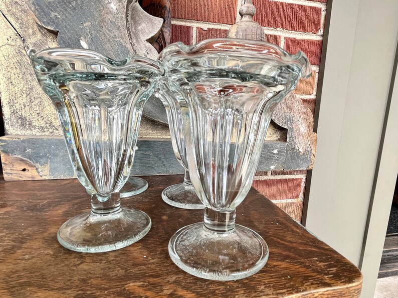 Set of Four Vintage Ice Cream Floats Molded Glass Di | Etsy