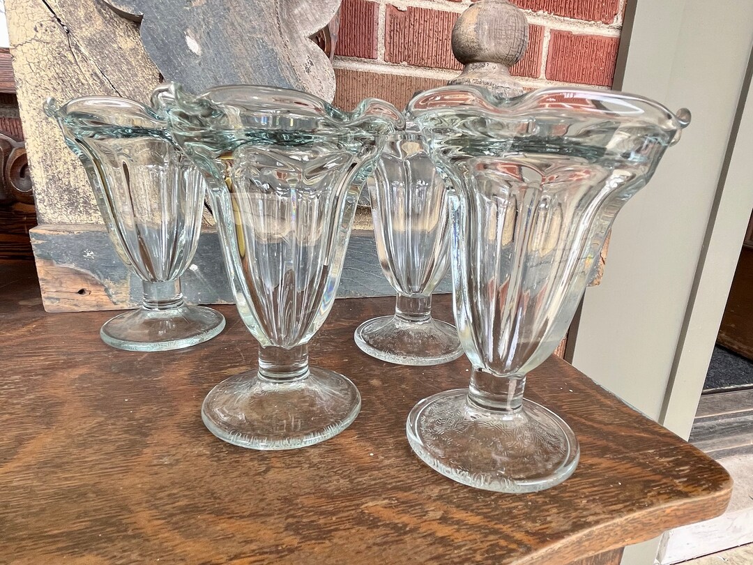 Set of Four Vintage Ice Cream Floats | Molded Glass - Etsy