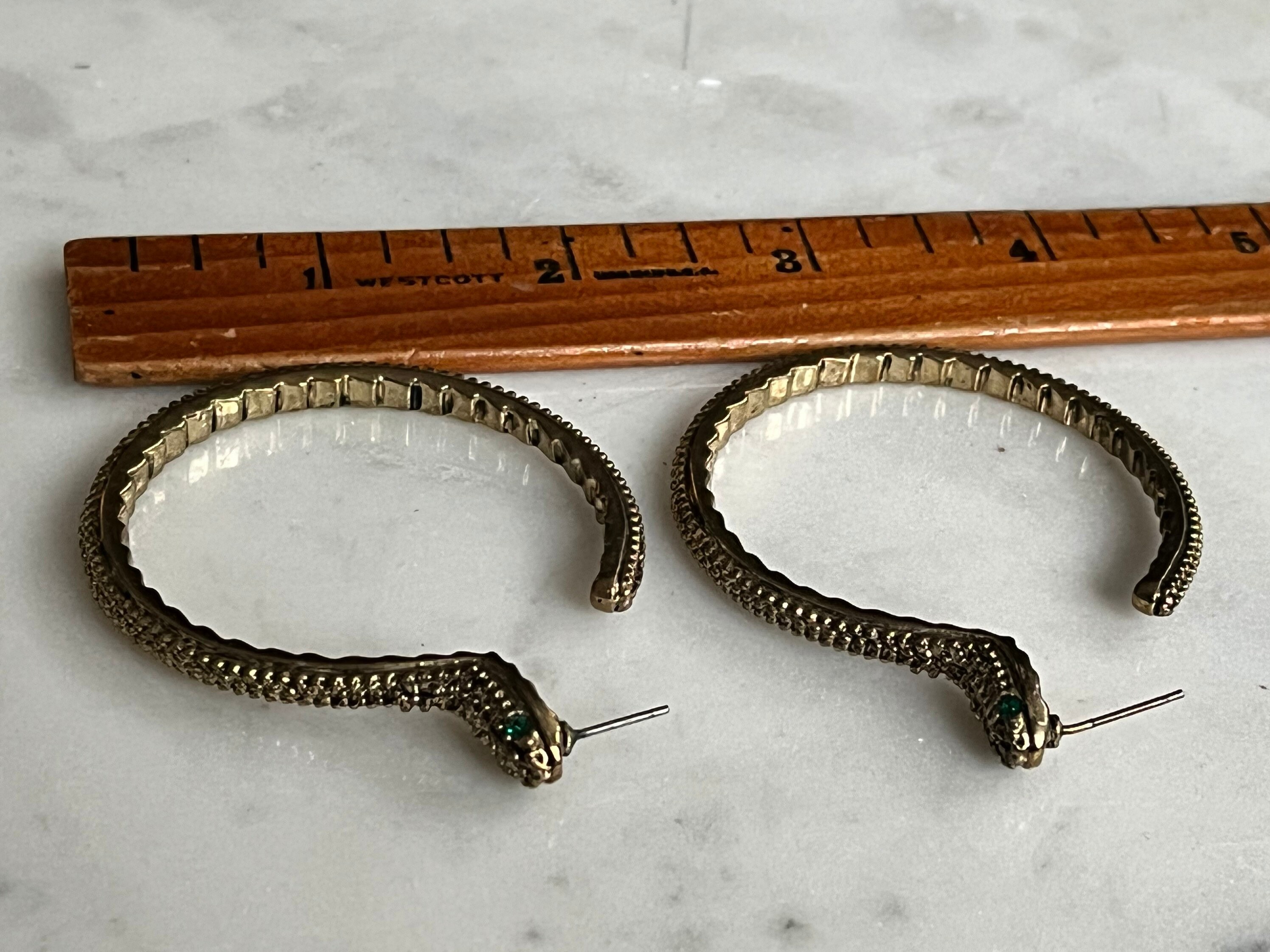 Vintage Snake Hoop Earrings Green Eyes Adornment - Etsy Canada
