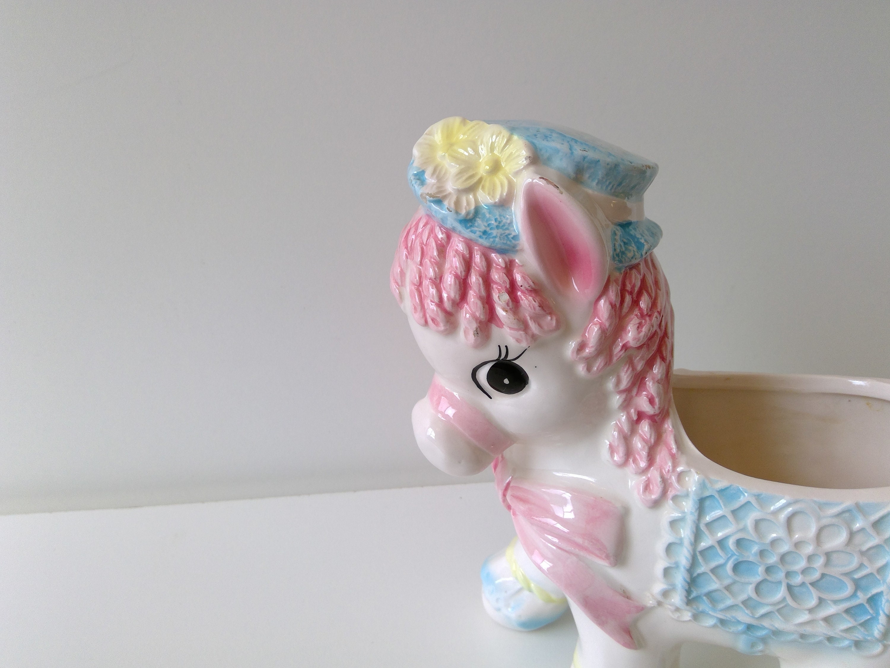 Pony and Cart Vintage Planter Kitsch Pastel Colour Figurine - Etsy