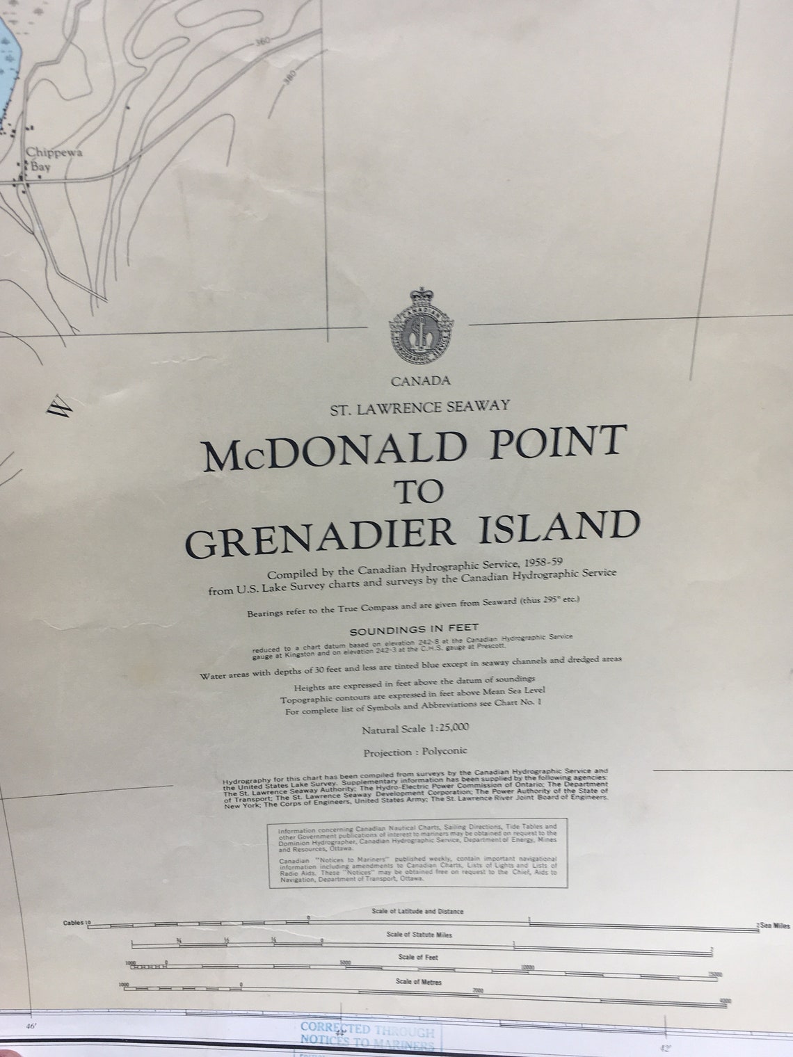 Mcdonald Point to Grenadier Island Vintage Nautical Maps 1958 Canadian ...