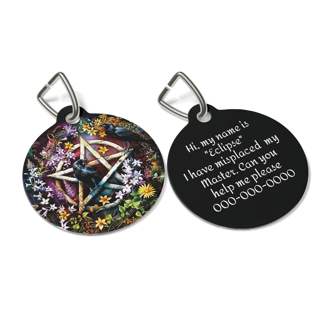 Pretty Name Tag Pentagram Personalized Lost Pet Tag Collar ID Tag Pet ...