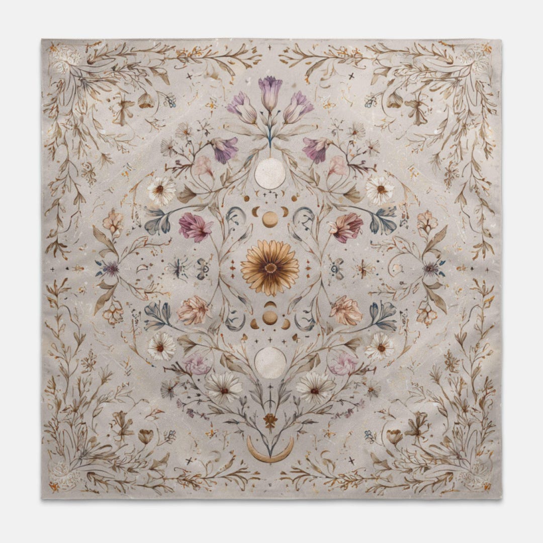 Floral Altar Cloth – Gray Pastel Witchcore Ritual Cloth, Delicate ...