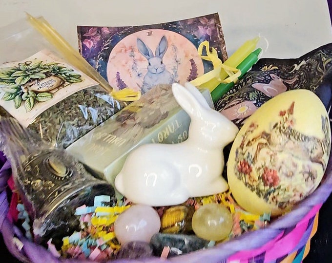 Witchy Easter Large Basket With Moon Embroidered Ostara Kit/set Bundle ...
