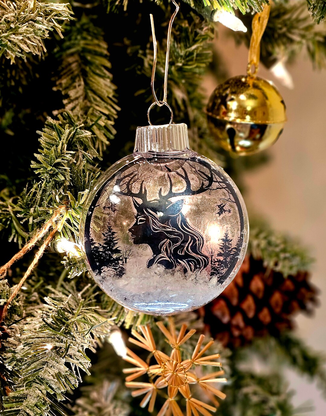 Yule Clear Christmas Tree Ornaments - Witchy - Goddess-moon-stag - Etsy