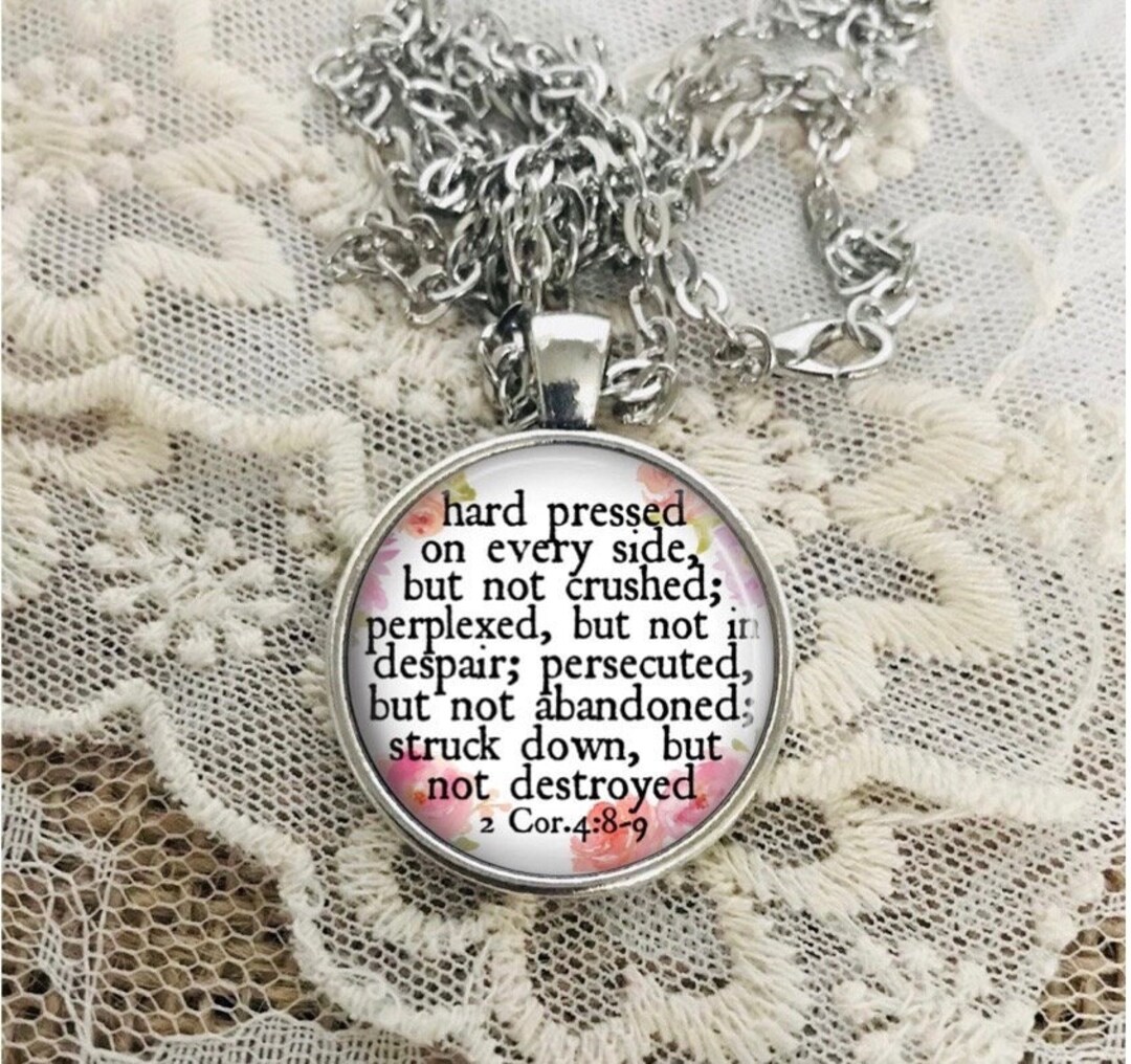 Bible Verse Necklace, 2 Corinthians 4:8-9, Hard Pressed Not Crushed ...