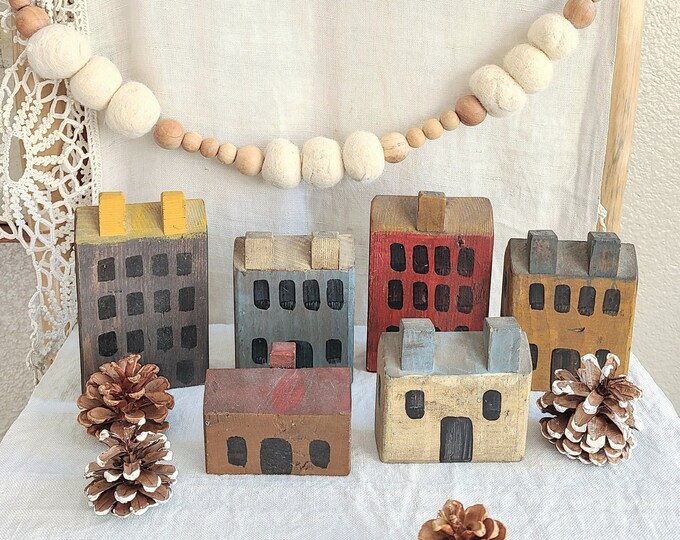 Cozy Primitive Houses Set of Six - Etsy