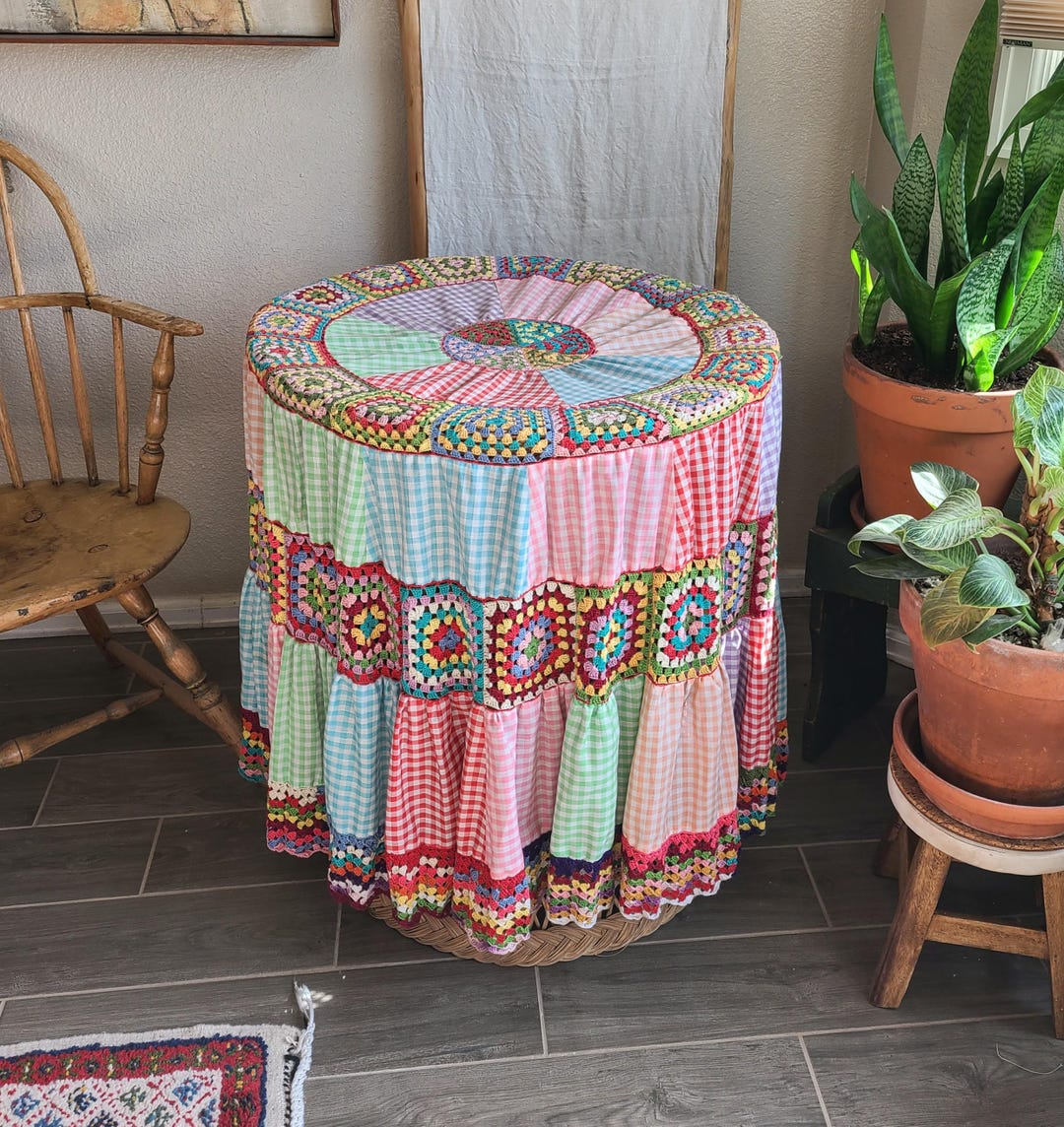 Colorful Granny Squares and Gingham Tablecloth - Etsy