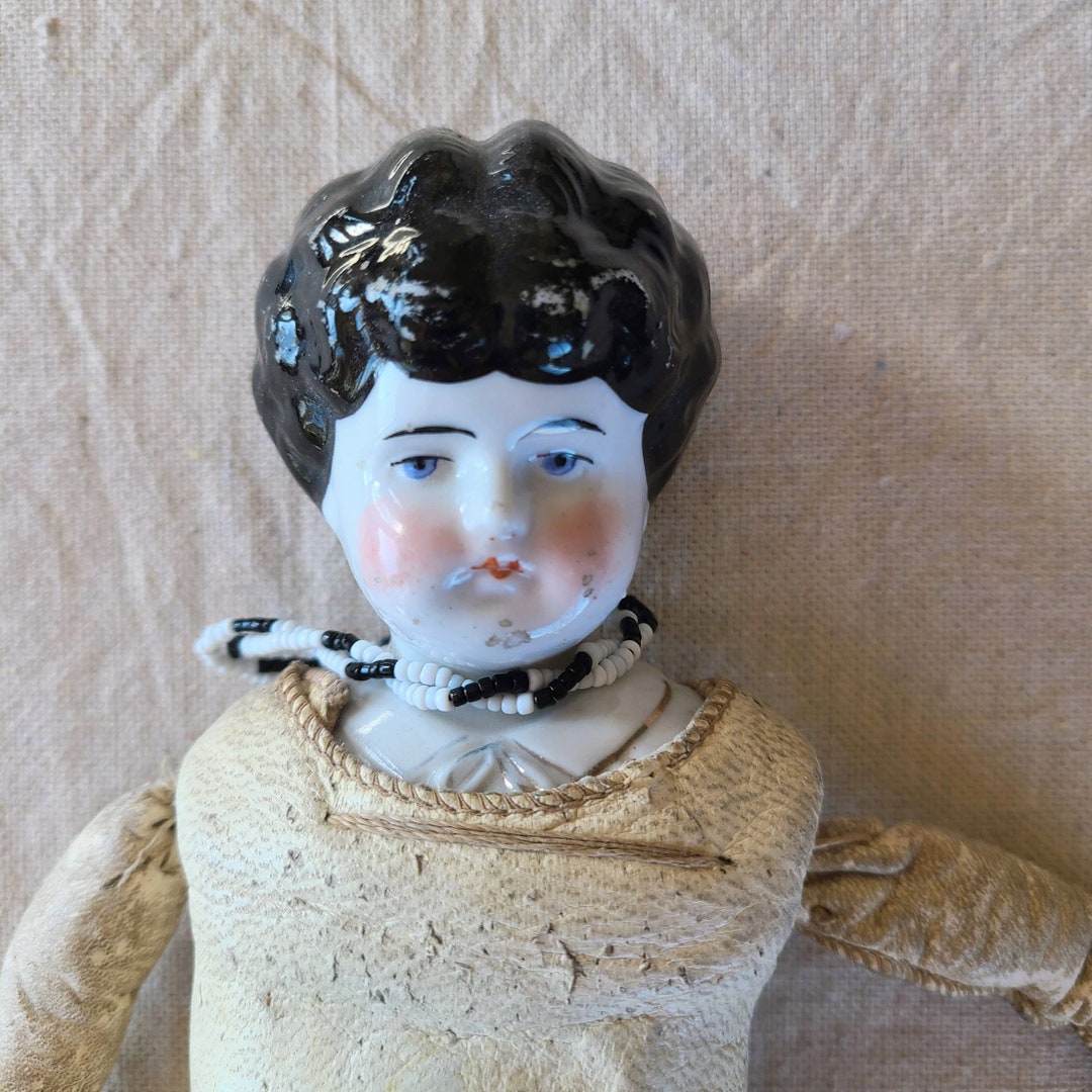 Antique Porcelain and Leather Doll - Etsy