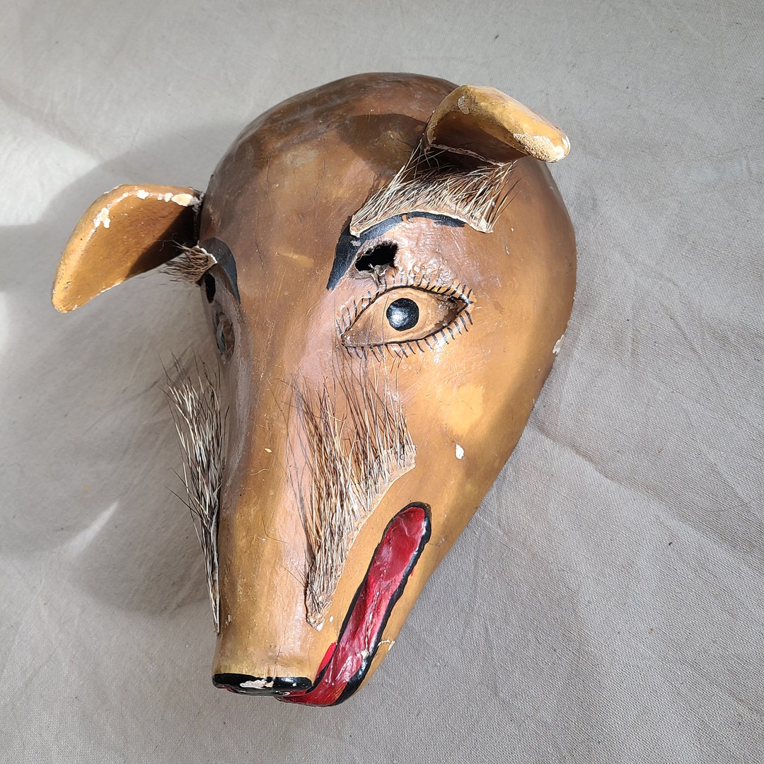 Vintage Mexican Wooden Boar Mask - Etsy