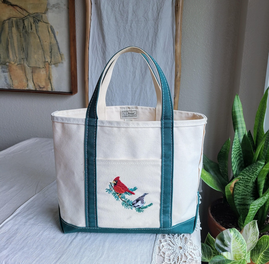 Large L. L. Bean Boat and Tote With Embroidered Birds - Etsy