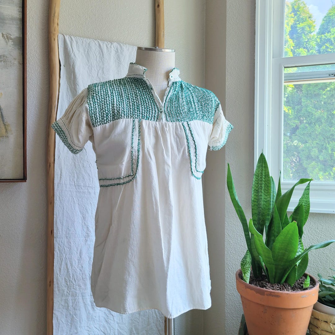 Vintage Hand-sewn Embroidered Cotton Top - Etsy
