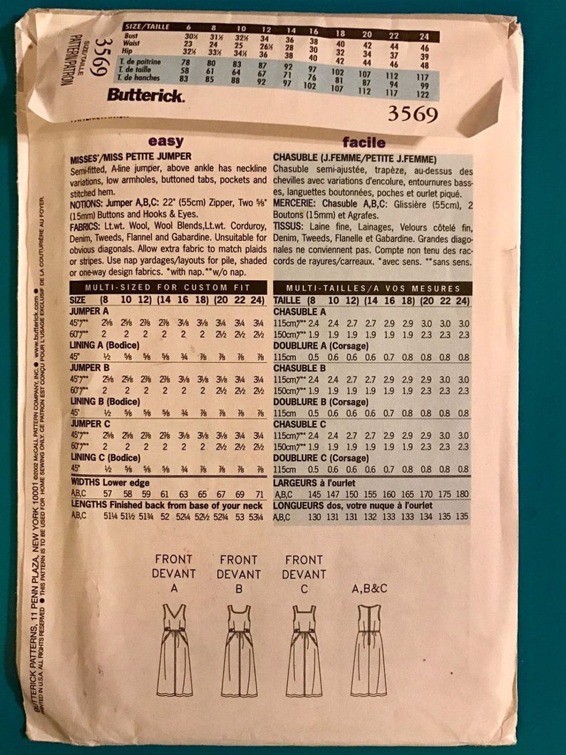 Butterick 4607 Misses Frock Dress 14 Bust 36 Vintage Sewing Pattern ...