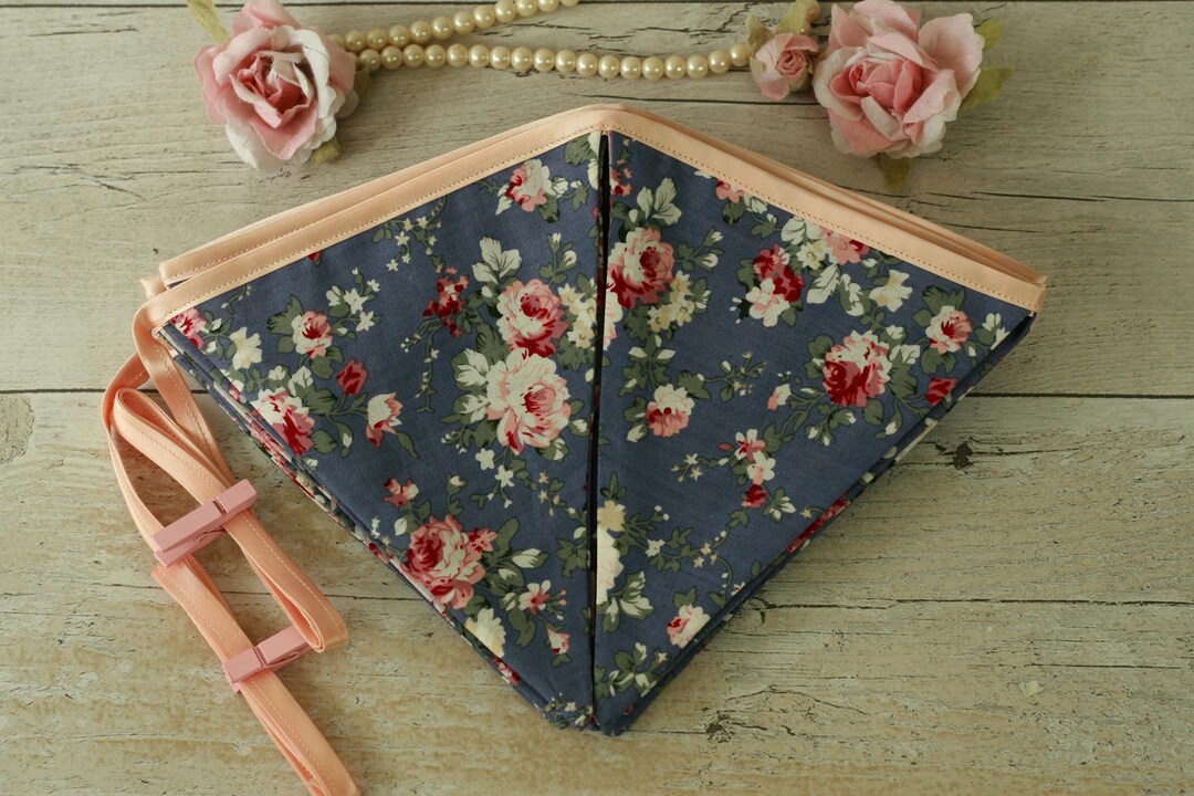 Bunting Flags Blue, Cottage Floral Home Decor, Flower Flags, Flower ...