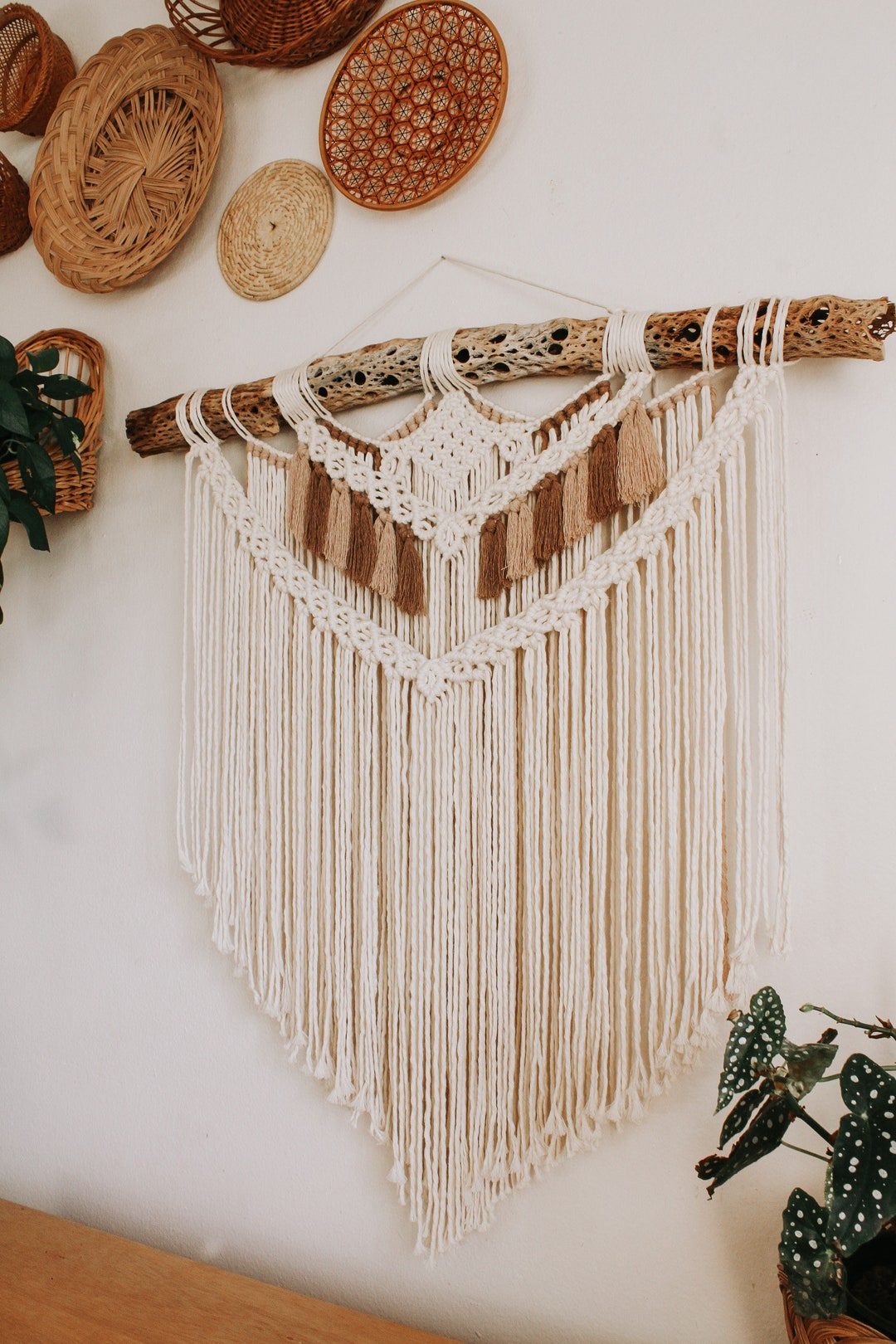 Cholla Wood Macramé Wall Hanging - Large Sized Wall Art // Fiber Art ...