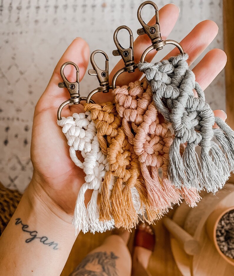 Macramé Keychains Small NEW COLORS Mini Macrame | Etsy