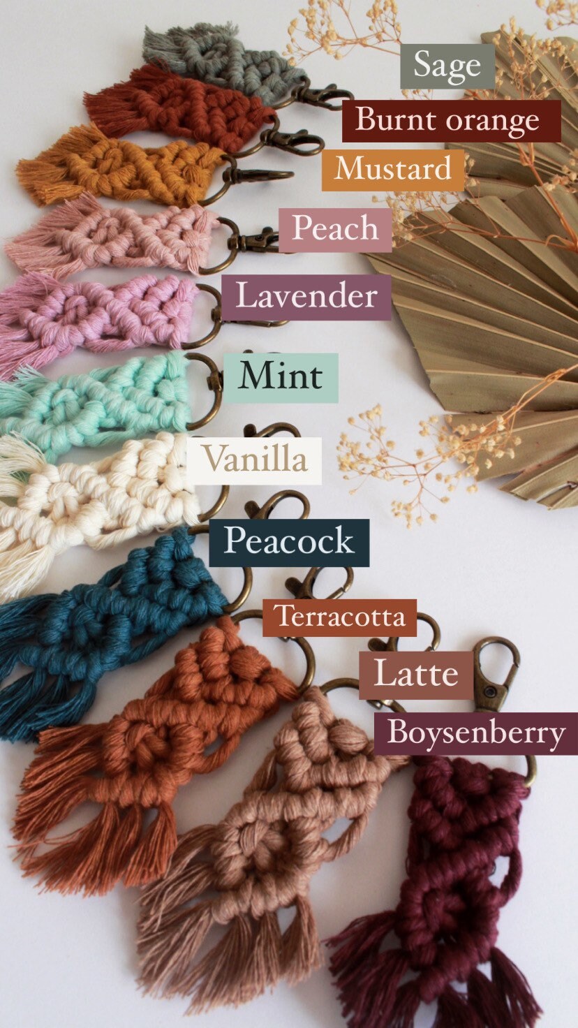 Macramé Keychains Small NEW COLORS Mini Macrame | Etsy