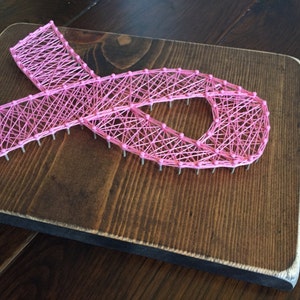 Breast Cancer Awareness Ribbon String Art - Etsy