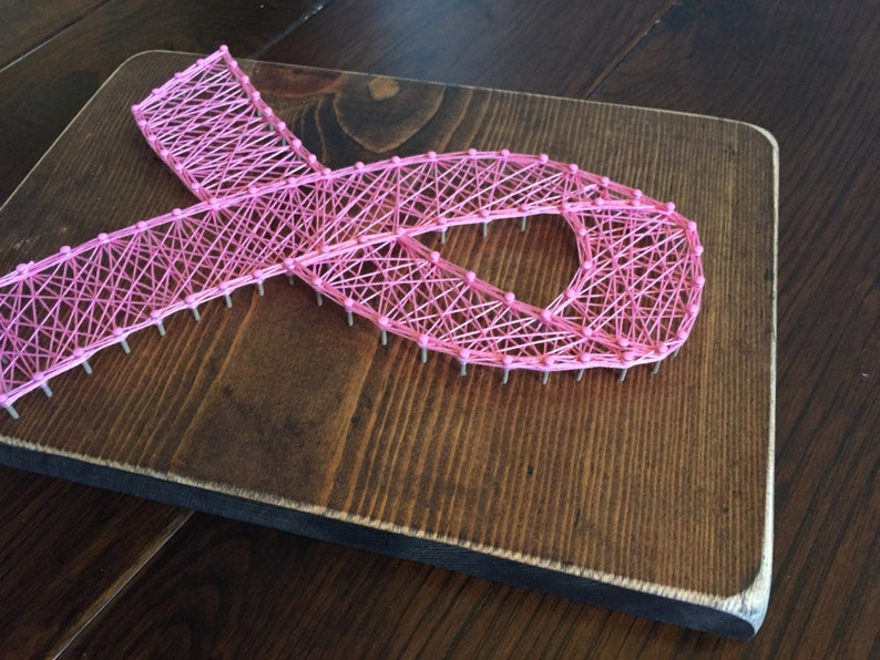 Breast Cancer Awareness Ribbon String Art - Etsy