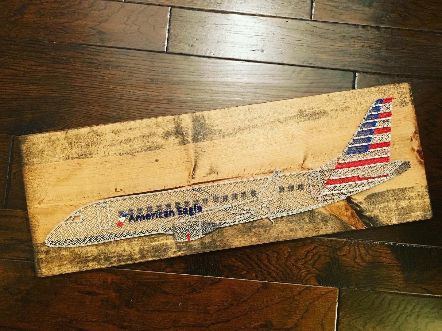 American Airlines E-175 American Eagle Airplane String Art - Etsy