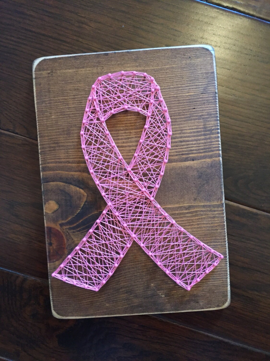 Breast Cancer Awareness Ribbon String Art - Etsy