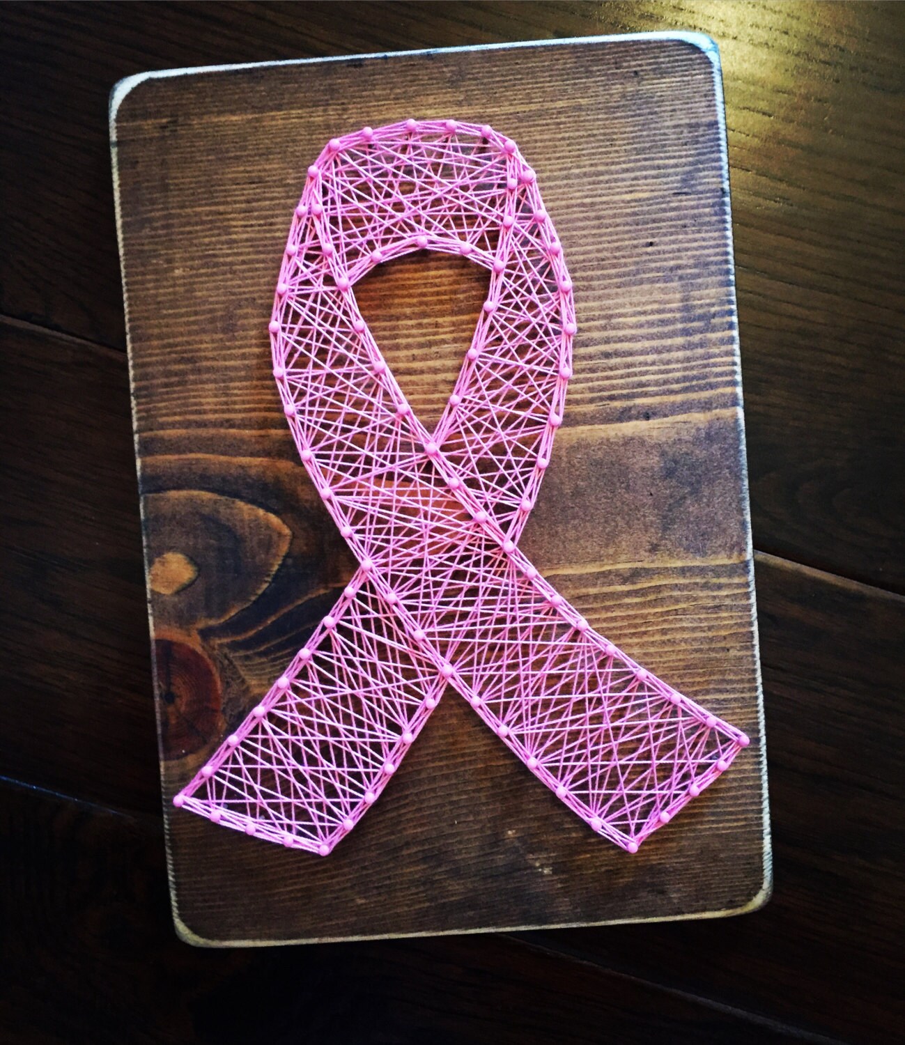 Breast Cancer Awareness Ribbon String Art - Etsy