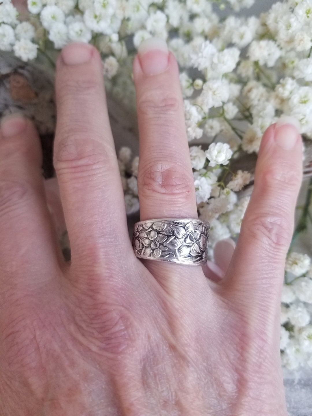 Narcissus SPOONRING* Spoon Jewelry for HER* Gift Idea, *SIZE 7 or 7.5 ...
