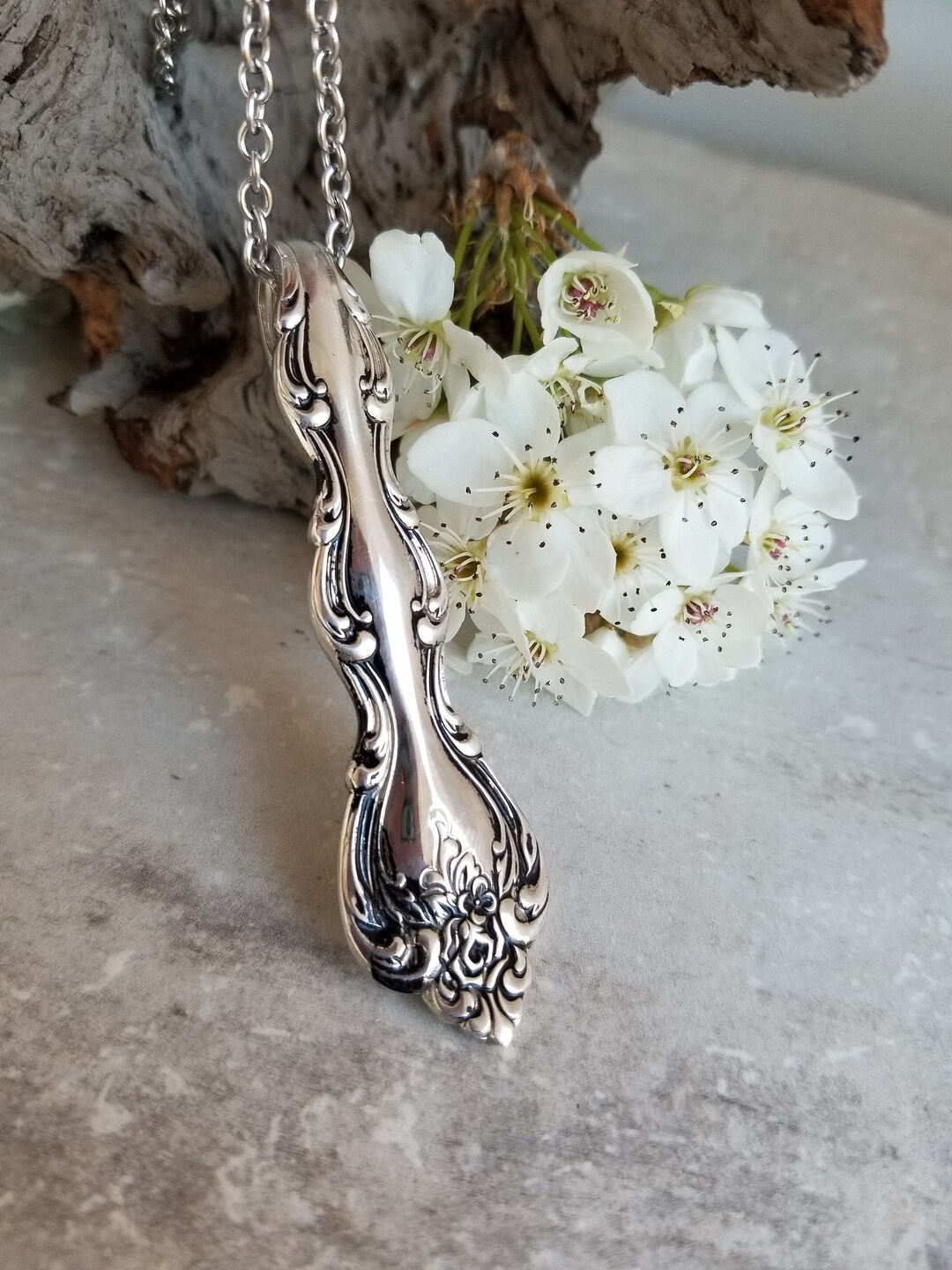 Scalloped Pendant Spoon Necklace* Made From Vintage Silverware*handmade ...