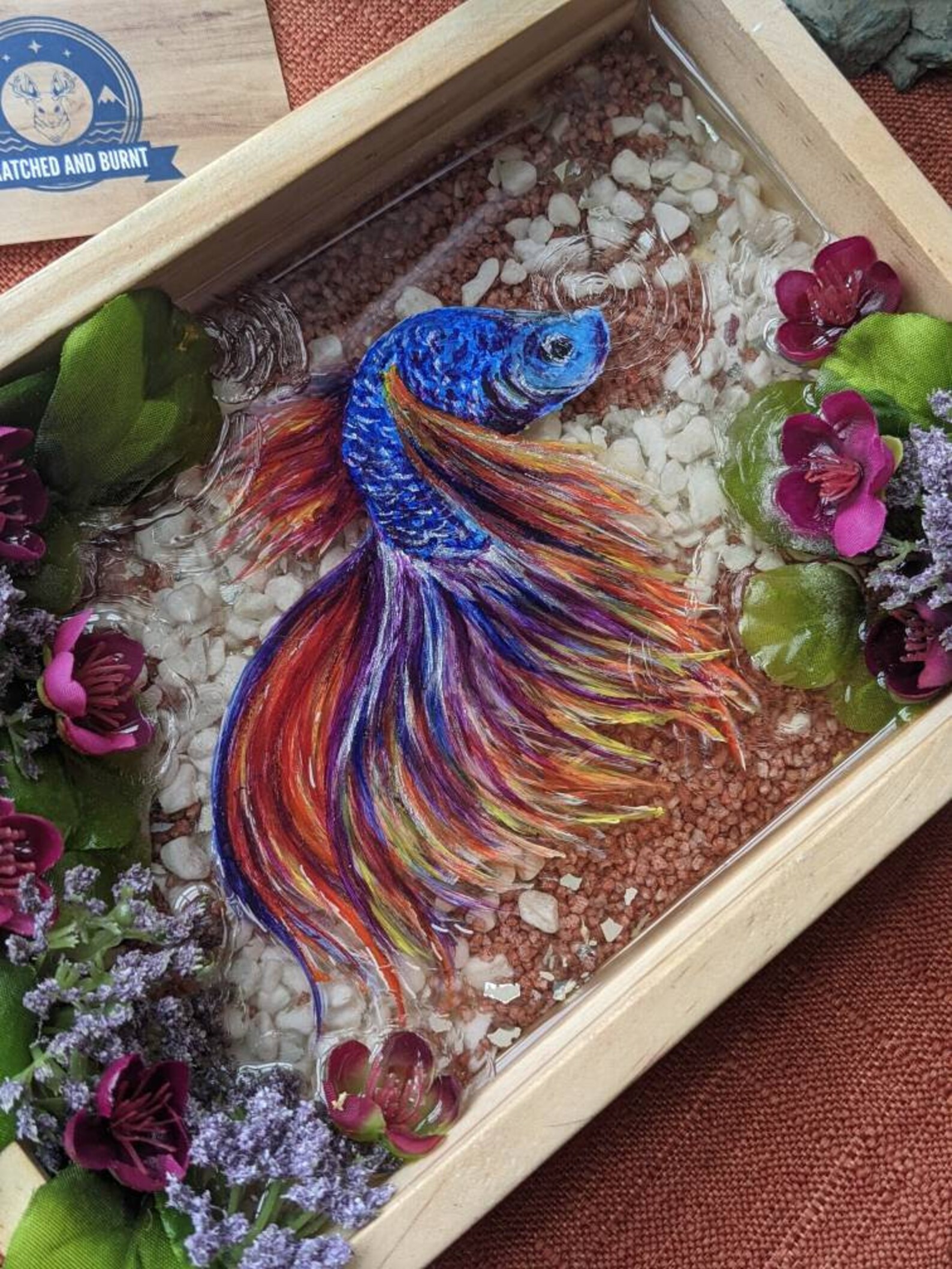 Resin Betta Fish Pond 2 One Hand Painted Betta Fish Wooden - Etsy