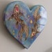 Koi Fish Swimming, Pyrography W/acrylic W/gold Foil on Pine Wood Heart ...