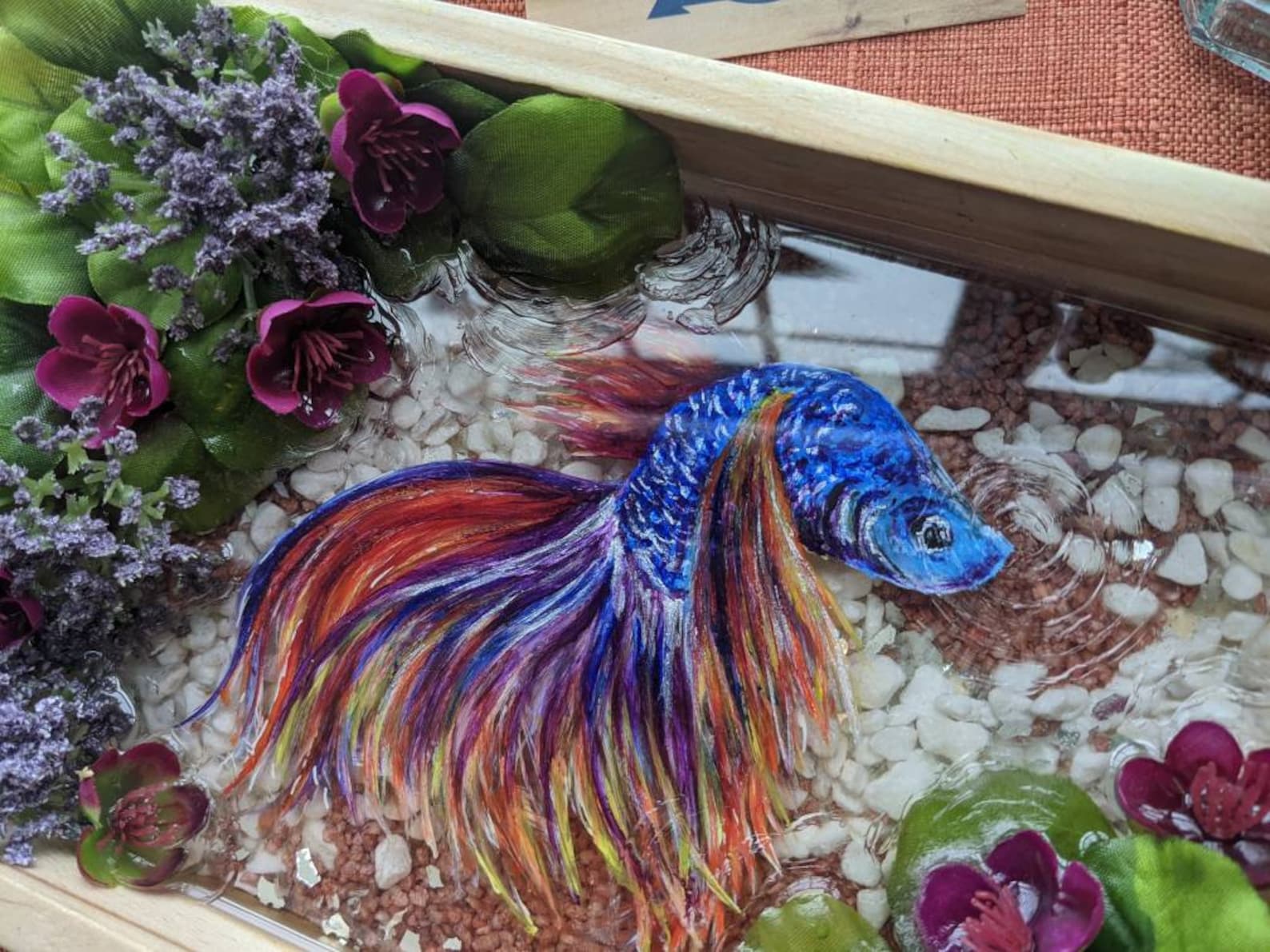 Resin Betta Fish Pond 2 One Hand Painted Betta Fish Wooden - Etsy