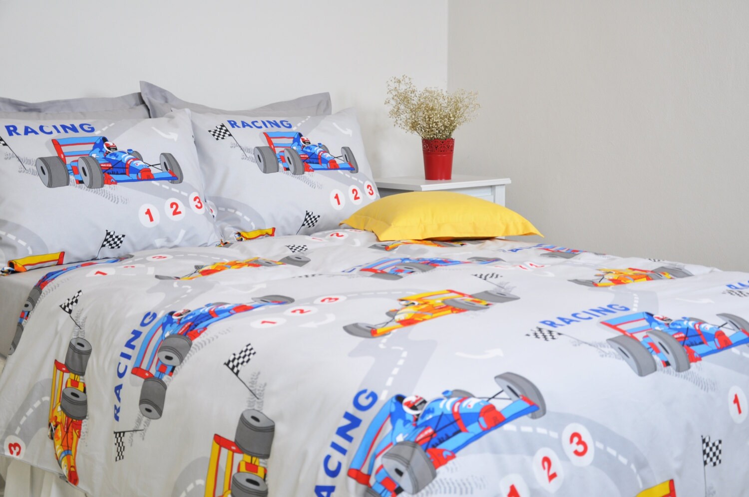 Race Car Duvet Cover Set Twin Twin XL Full Queen Gray Blue - Etsy Ireland