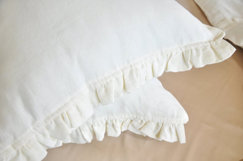 Linen Ruffle Pillowcase Ruffled Pillow Natural Pure 100% - Etsy