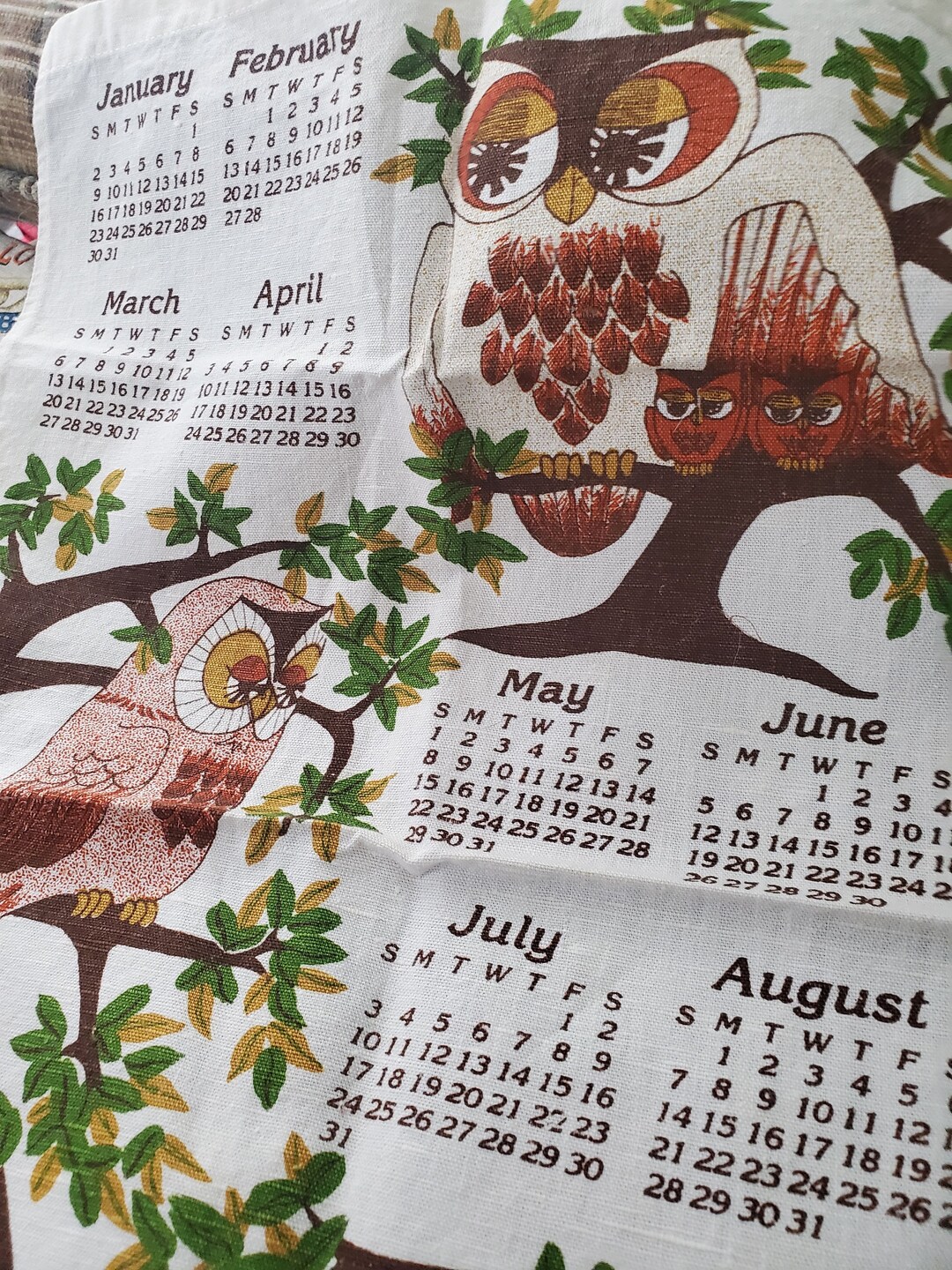 Vintage 80s Linen Calendar Measures Just Over 23 by 14-1/4” Wall ...