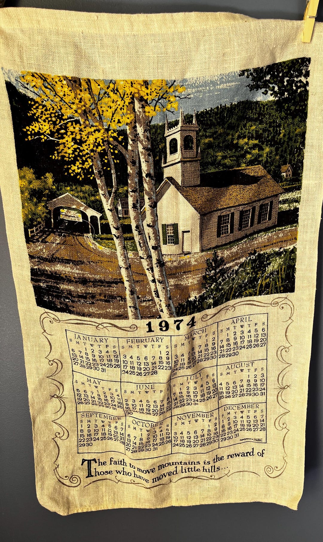 Vintage 70s Linen Calendar Kay Dee Design Home Decor Measures Nearly 17 ...