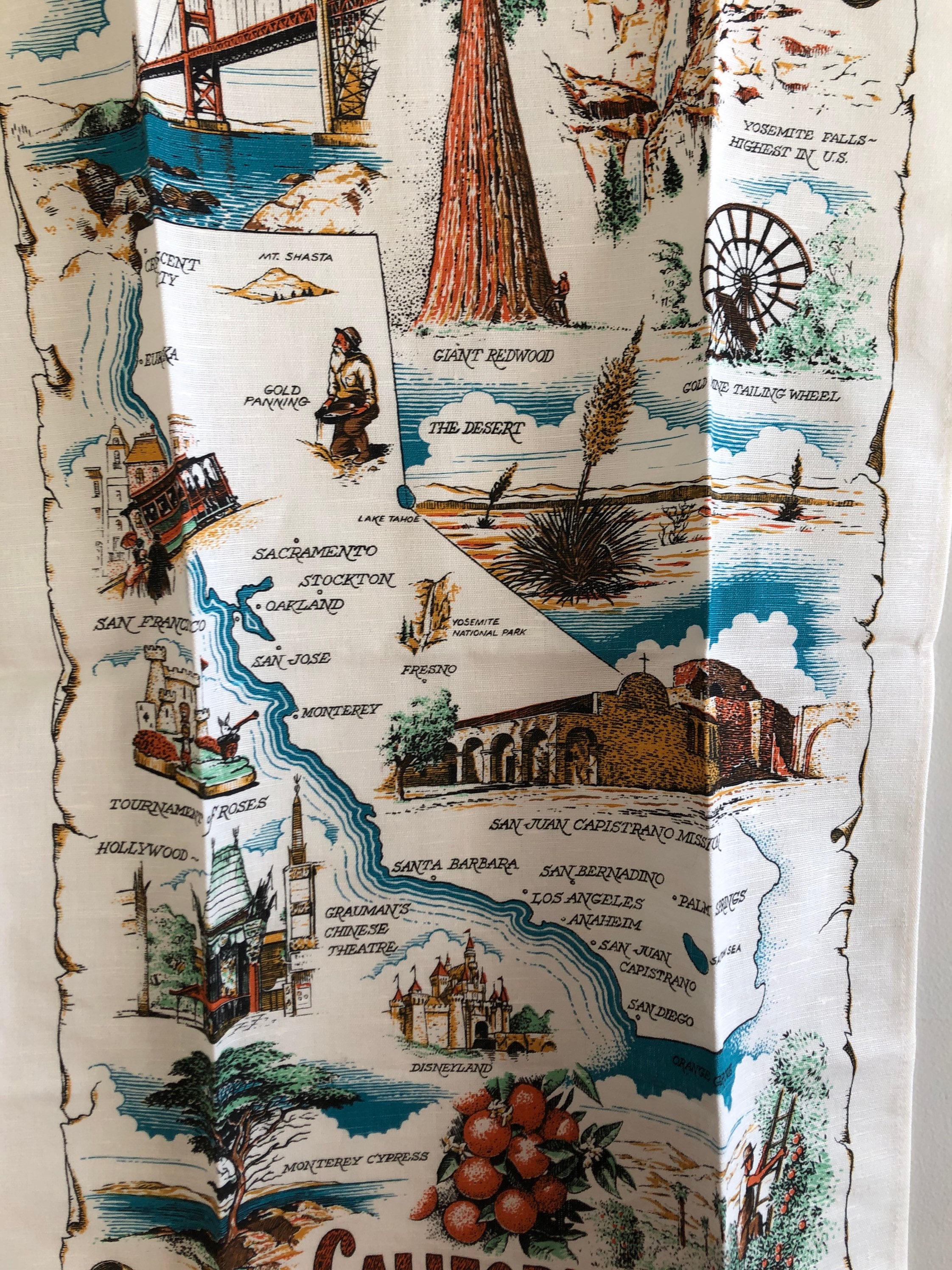 Map of California With Tourist Attractions Home Decor Measures 27 by 16 ...