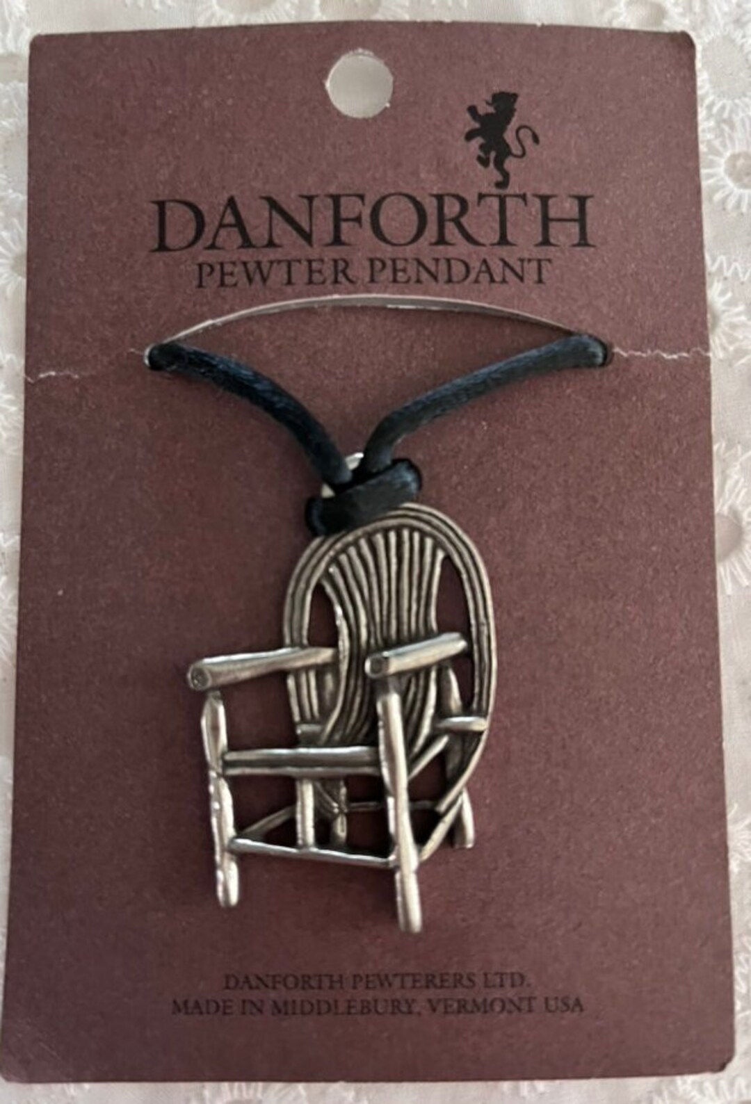 Danforth Pewter Pendant Made in Middlebury, VT Measures Approx. 1-1/4 ...