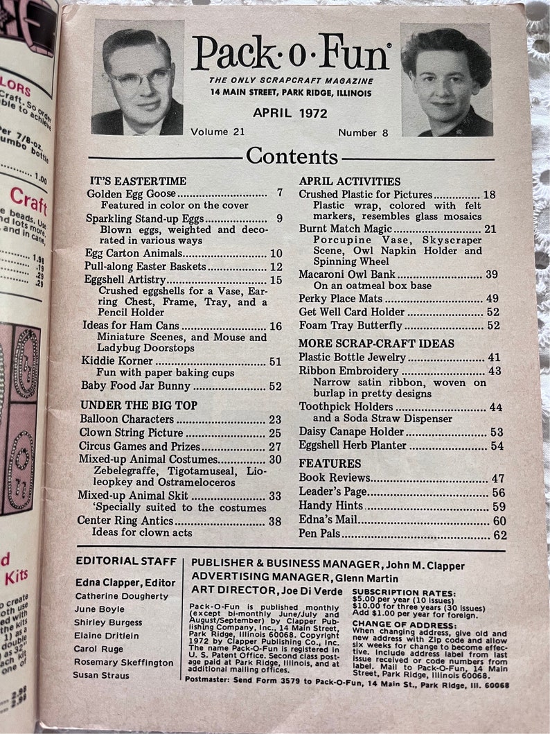 Vintage 70s Pack-o-fun Craft Magazine Publication April 1972 66-7 Pages ...