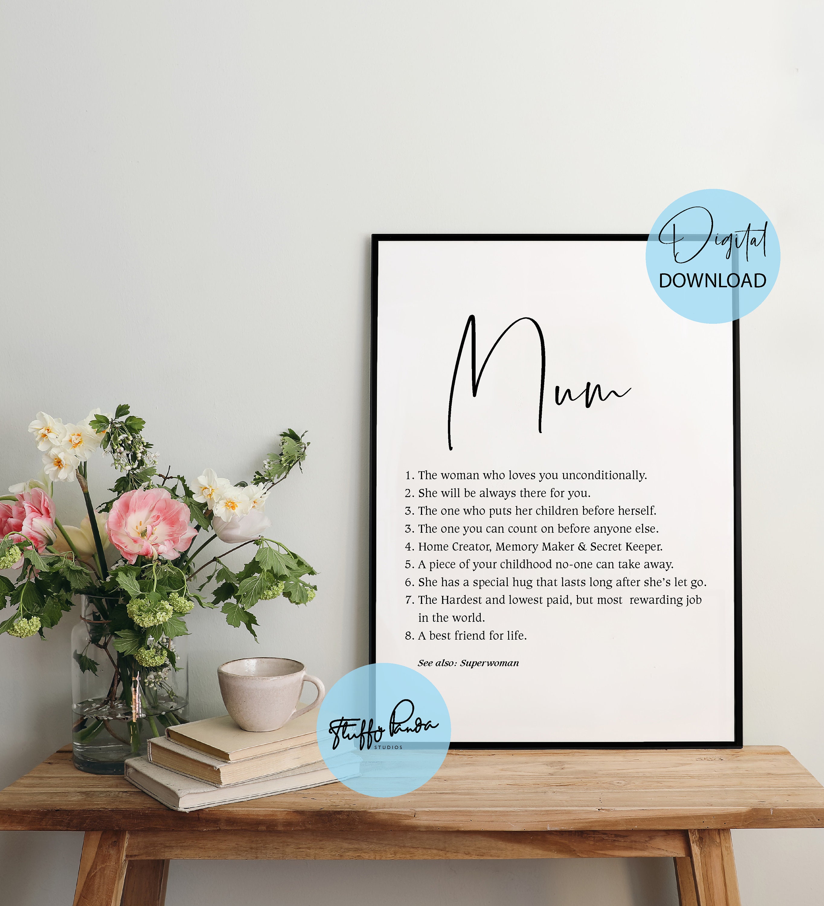 Mum Definition Print Digital Download, Mother's Day, Wall Art Print ...