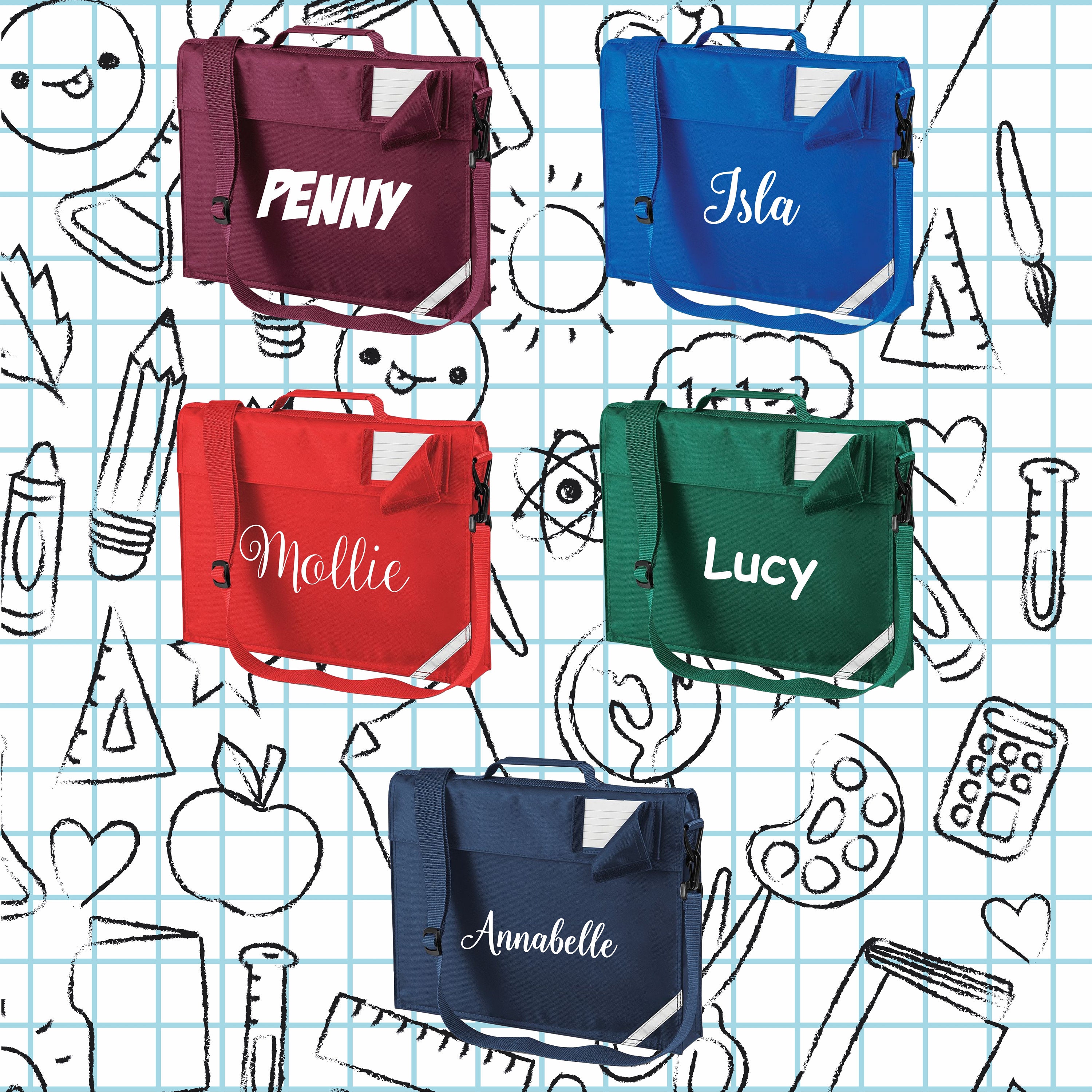Personalised School Junior Book Bag Back to School Childrens Named Bags ...