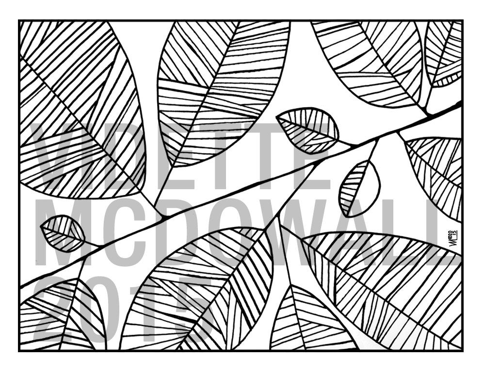 LEAVES: A Printable Coloring Page - Etsy