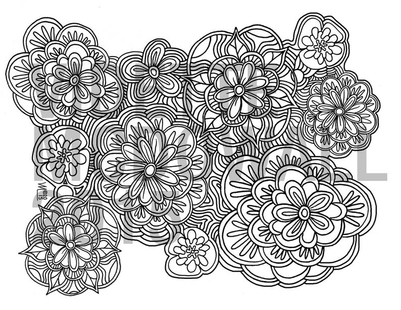 GROOVY FLOWERS: A Printable Coloring Page - Etsy
