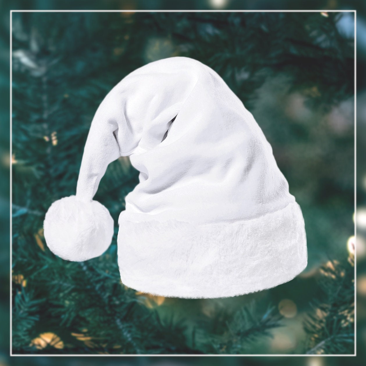 All white santa hat store