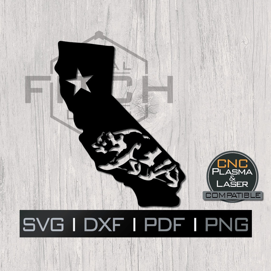 California Bear State Flag | DXF SVG Plasma, Laser, Cnc File, Cricut ...