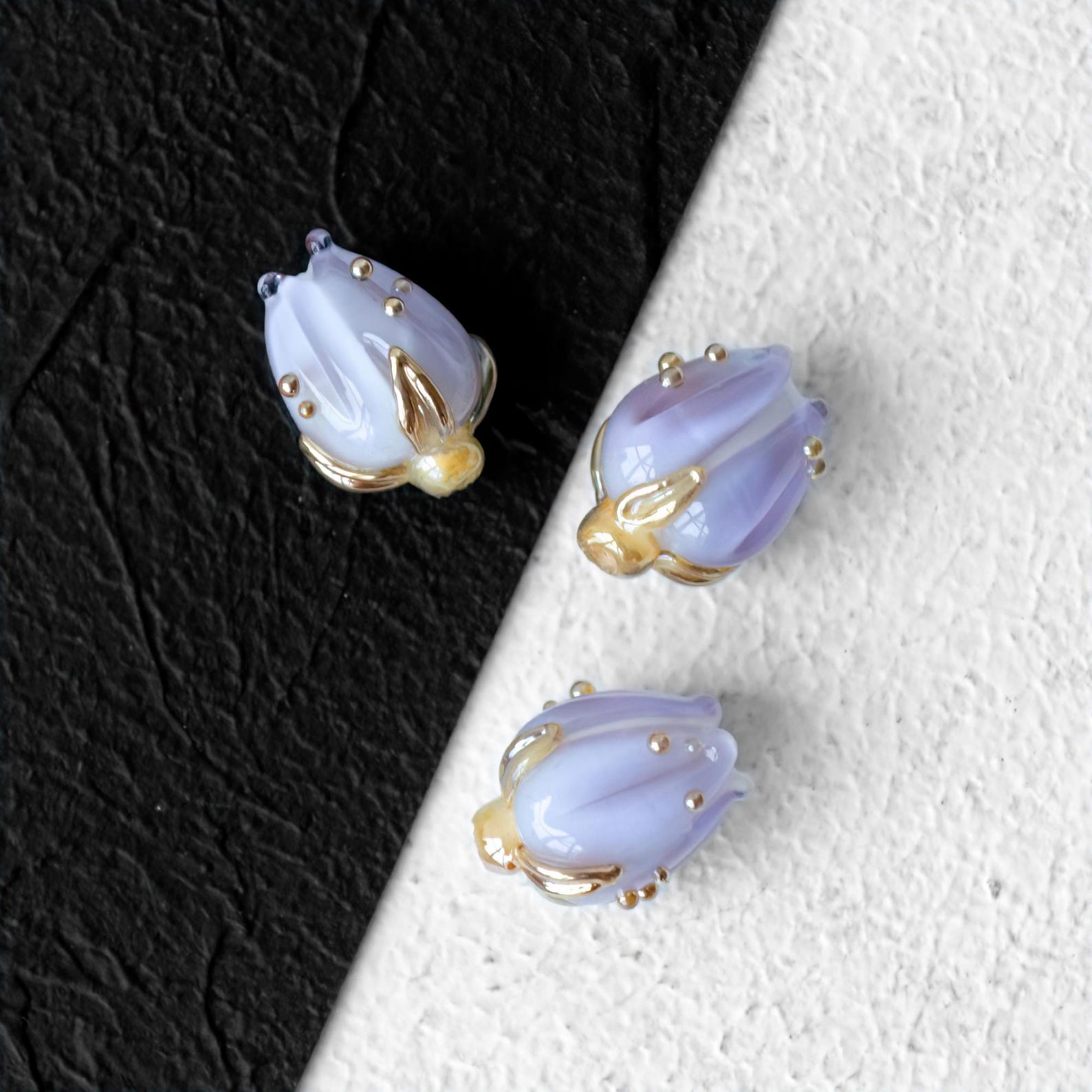 1pc Lavender Flower Bud Rose Lampwork Beads Handmade Murano Glass - Etsy