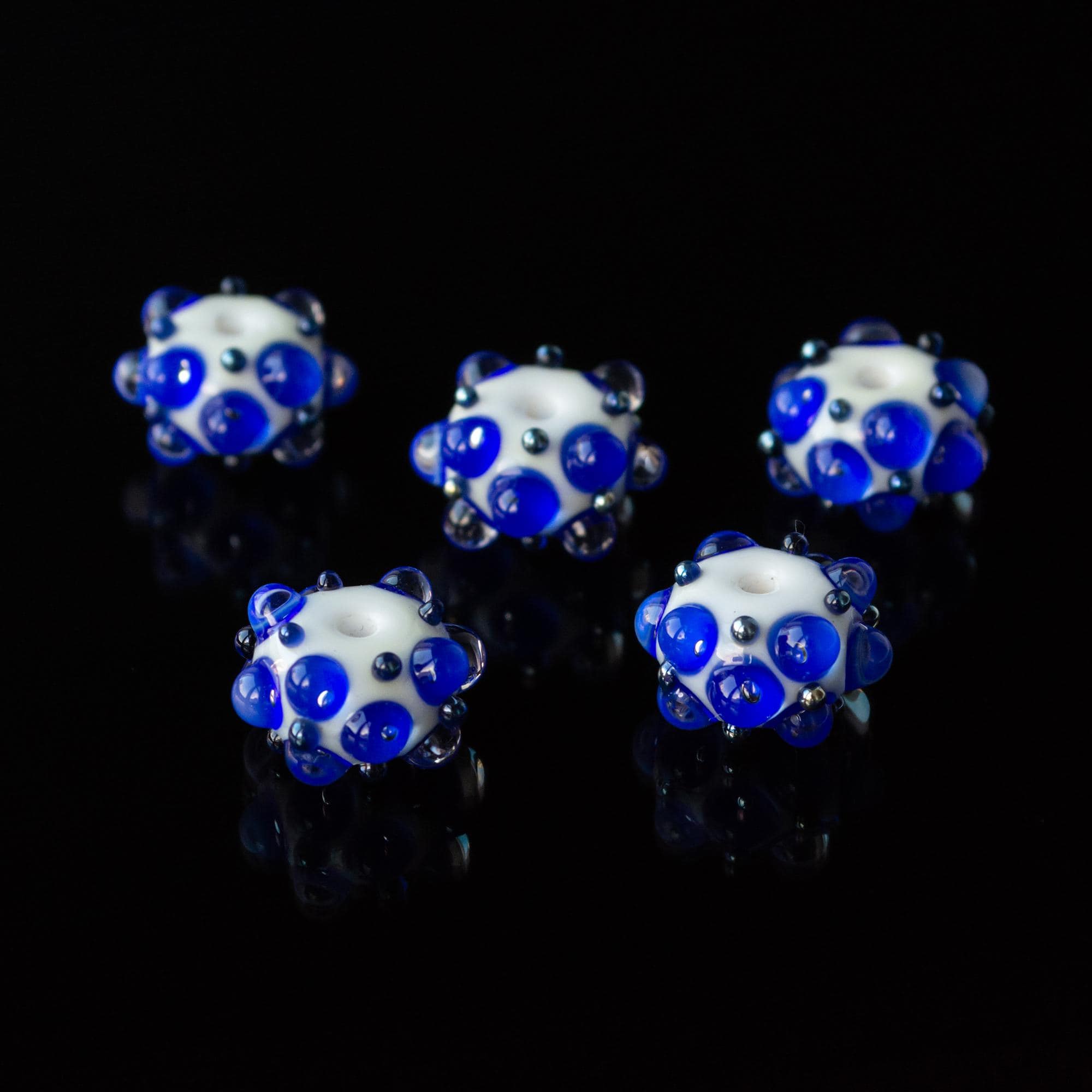 White and Blue Bumpy Handmade Lampwork Glass Focal Beads - Etsy