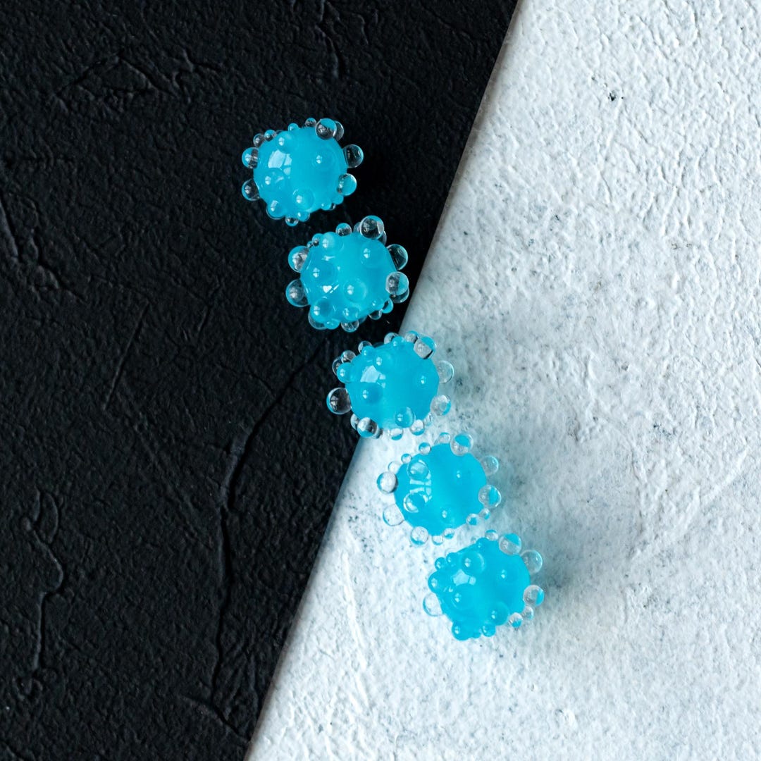 Bright Aqua Blue With Clear Bumps Handmade Lampwork Beads 1pc - Etsy