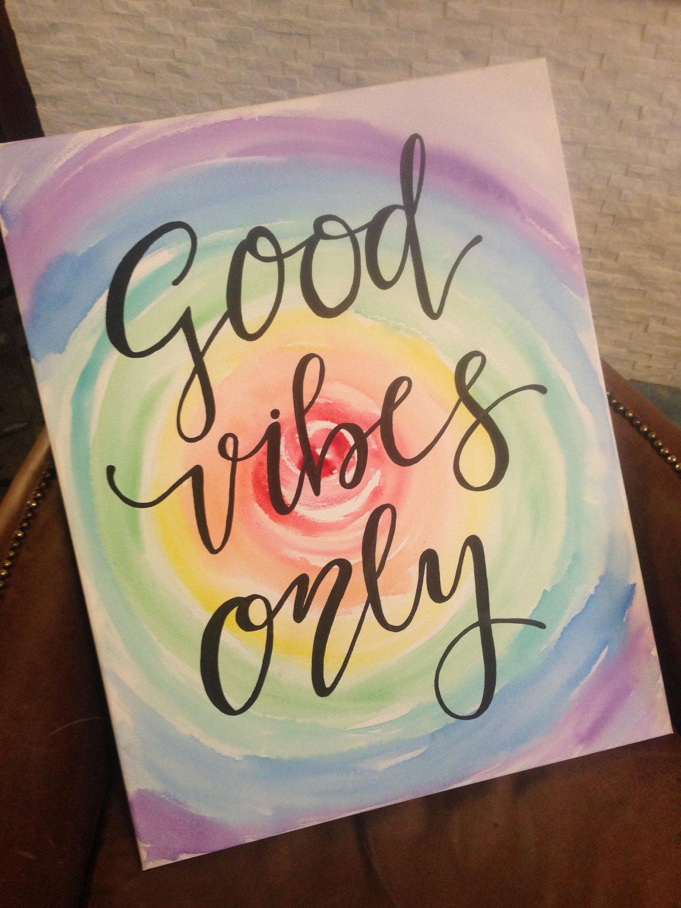 Good Vibes Only handmade watercolor painting with hand lettering 16x20 ...