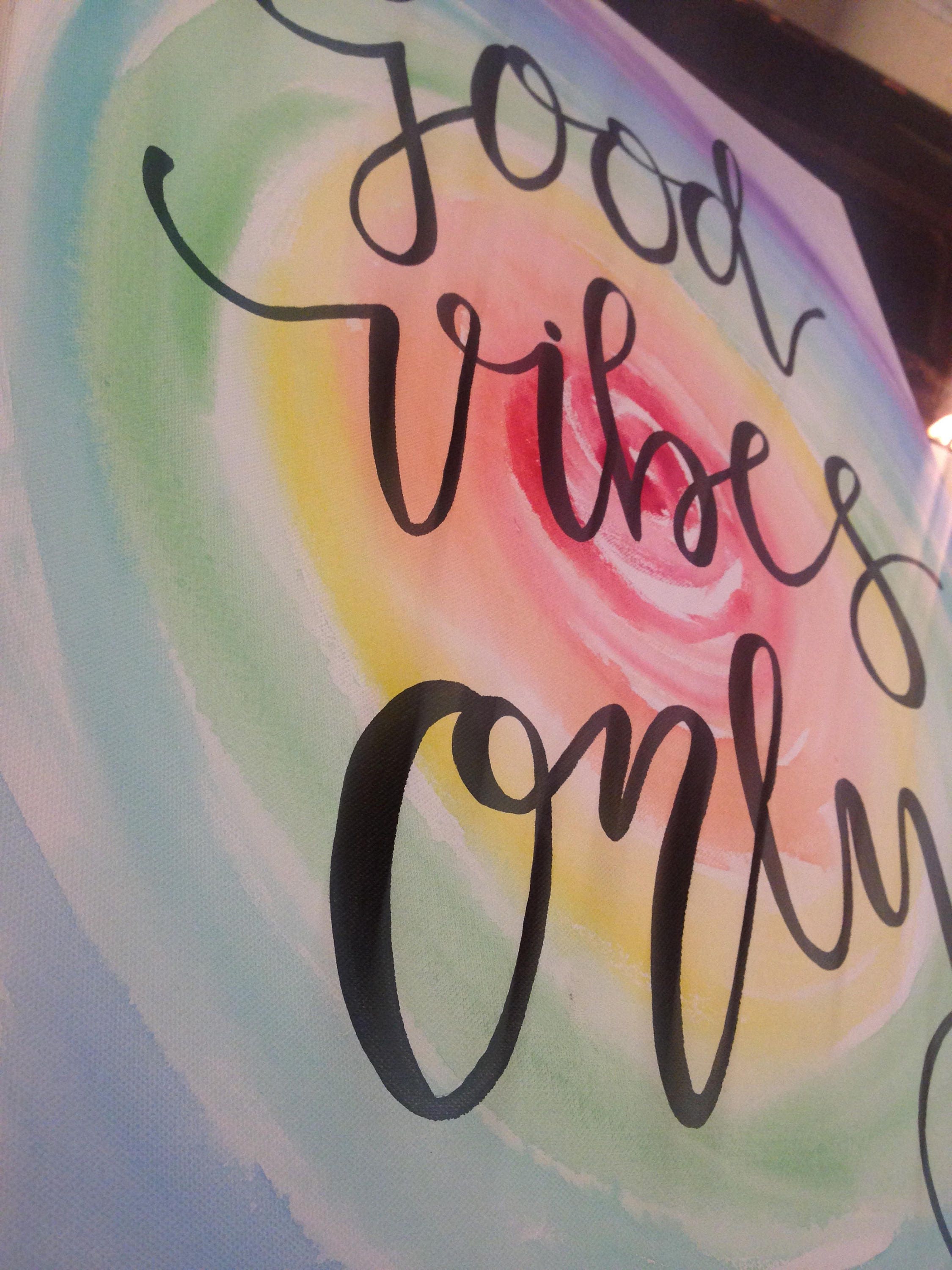 Good Vibes Only handmade watercolor painting with hand lettering 16x20 ...